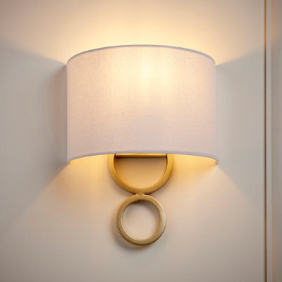 Carter Satin White Gold Effect Wired Wall Light by B&Q | ufurnish.com