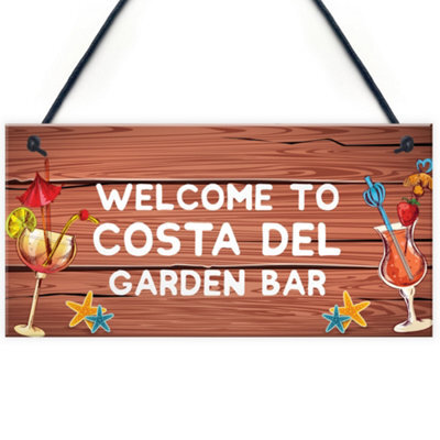 Red Ocean Garden Bar Sign Costa Del Garden Sign Home Decor Lockdown ...