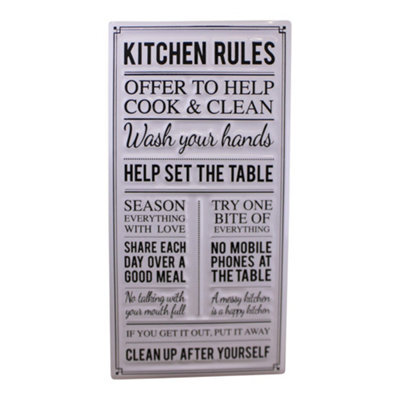 Geko Metal, Wall Hanging Kitchen Rules Plaque, 60X30Cm by B&Q ...