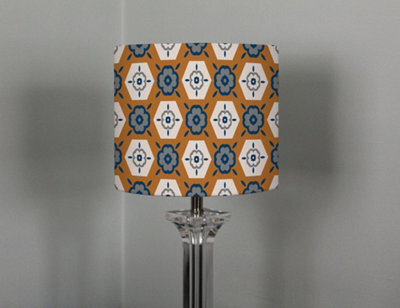 Andrew Lee Rust Orange Background With Gray, Navy Blue And Beige ...