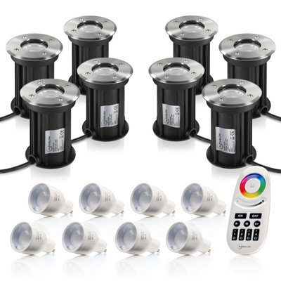 Auraglow Gu10 Recessed Ground Fitting & Colour Changing Led Light Bulb ...