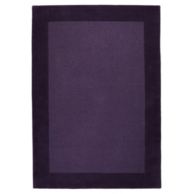 Purple Bordered Plain Wool Handmade Rug For Bedroom, Guest Room ...