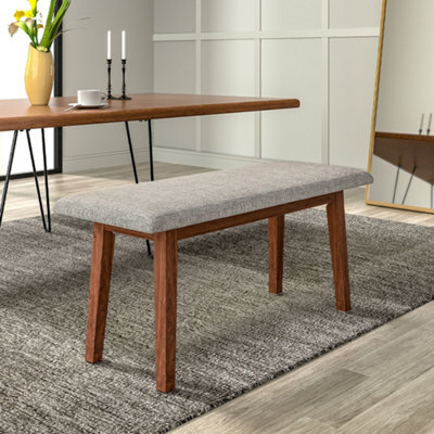 Living And Home Beige Linen Dining Bench With Rubberwood Legs by B&Q ...