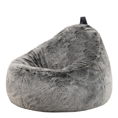 icon Cocoon Faux Fur Bean Bag Arctic Wolf Grey Bean Bag Chairs by B&Q ...