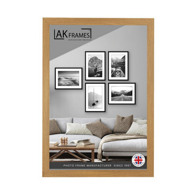 "AK Frames Sleek 14X10"" Oak Thin Modern Picture Frame - Slim And ...