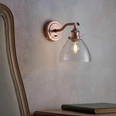 Anson Lighting Pampa Wall Light Finished In Aged Copper Plate And Clear ...