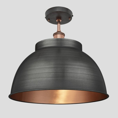 Industville Brooklyn Dome Flush Mount, 17 Inch, Pewter & Copper, Copper ...