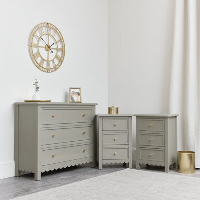 Melody Maison Large Scalloped 3 Drawer Chest Of Drawers & Pair Of ...