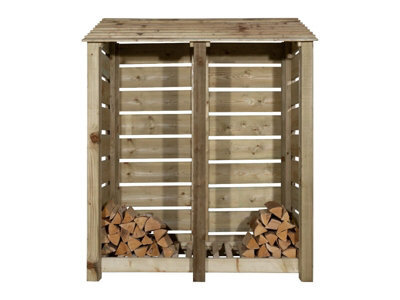 Arbor Garden Solutions Slatted Wooden Log Store W-146Cm, H-180Cm, D ...