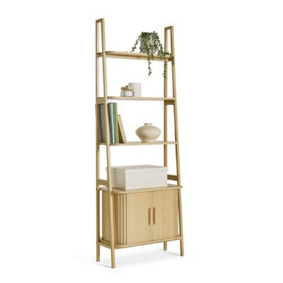 Vonhaus Bookcase For Living Room, Tambour Bookshelf With Sliding Doors ...