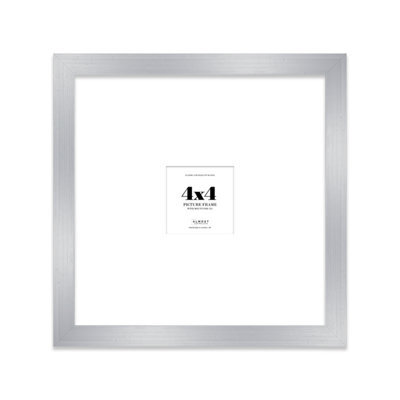 "4X4"" Silver Picture Frame - 4X4"" Square Frame With 1X1"" Mount For ...