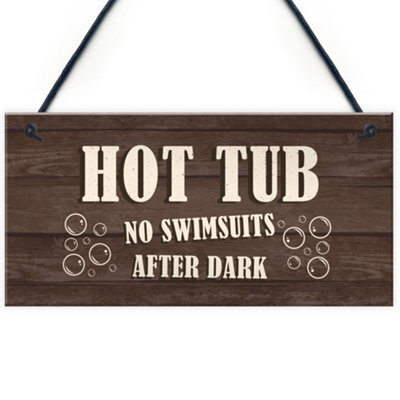 Red Ocean Novelty Hot Tub Sign Funny Hot Tub Accessories Garden Signs ...