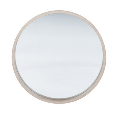 Pacific Lifestyle Natural Wood Veneer Slim Frame Round Wall Mirror by B ...