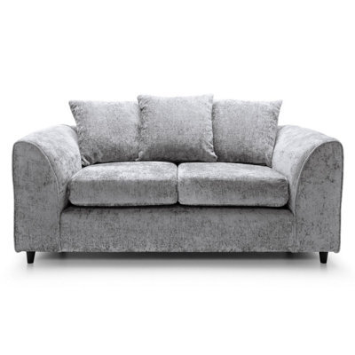 Furnishings For Less UK Monaco Chenille Fabric 2 Seater Sofa Light Grey ...