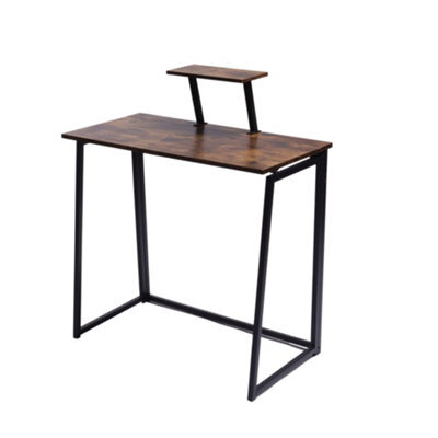Urban Meuble Folding Desk With Movable Shelf Rustic Brown And Black ...