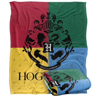 Harry Potter Hogwarts Crest Blanket Multicoloured (One Size) by B&Q ...