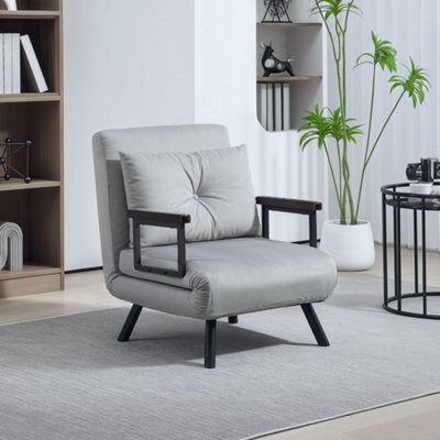 Homcom Click Clack Single Chair Bed Settee For Living Room, Light Grey ...