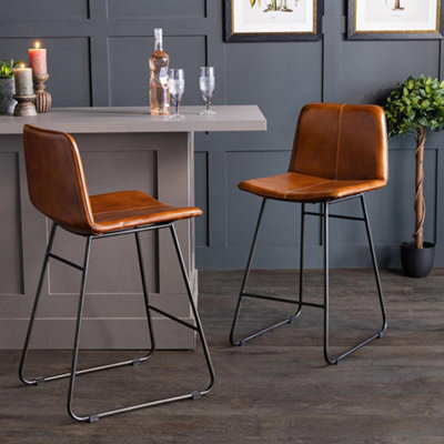 Where Saints Go Ltd Richmond Bar Stool Tan Leather Counter 66Cm Seat ...