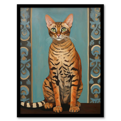 Wee Blue Coo Framed Wall Art Bengal Beauty Tabby Cat Lover Portrait ...