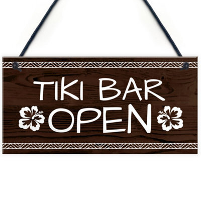 Red Ocean Tiki Bar Open Sign For Home Bar Man Cave Novelty Garden Decor ...