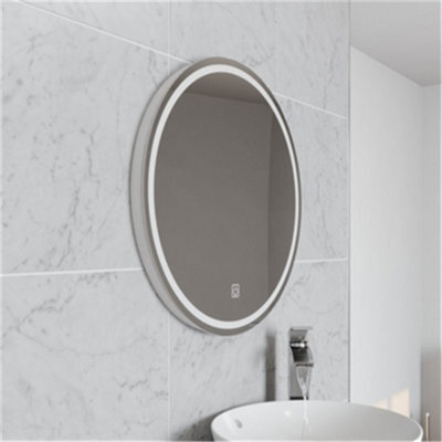 Clifton Bathroom Wall Mirror - 600mm Circular Led Light Wall Mirror - Demister Pad by B&Q ...