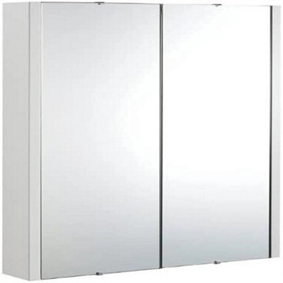 2 Door White Wall Mounted White Bathroom Mirror Cabinet by B&Q ...