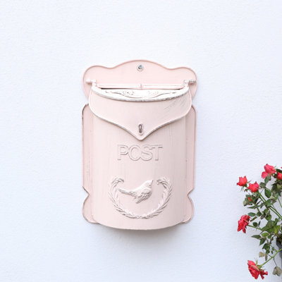 Melody Maison Wall Mounted Metal Light Pink Post Box by B&Q | ufurnish.com