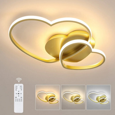 Dimmable Led Ceiling Light Heart-Shaped Modern Chandelier Remote ...