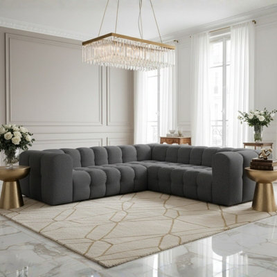Baloo Corner S Modern Symmetrical Corner Sofa Dark Grey by B&Q ...