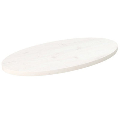 Berkfield Table Top White 80X40X2.5 Cm Solid Wood Pine Oval by B&Q | ufurnish.com