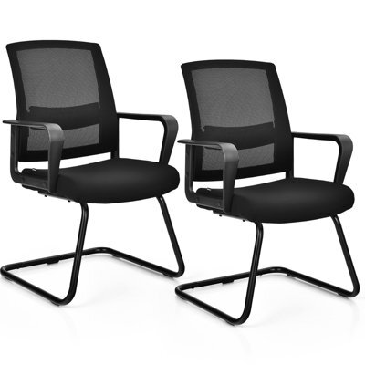 Costway Set Of 2 Home Office Guest Chair Modern Mid Mesh Back Computer ...