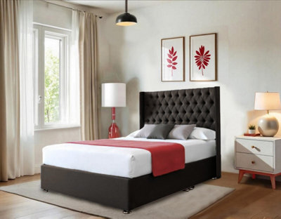 "Sr Living Ltd Elegant Black Suede Small Double Bed - Divan Bed Base ...