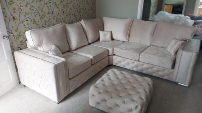 Milano Corner & Footstool - Fullback Cream by B&Q | ufurnish.com