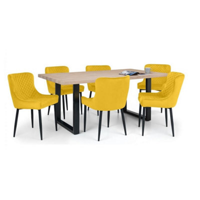 Ashfield Berwick Dining Table & 6 Luxe Mustard Chairs by B&Q | ufurnish.com
