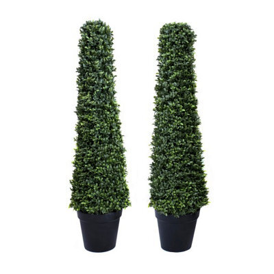 GreenBrokers Artificial Boxwood Topiary Cone Shaped Tree (Set Of 2 ...