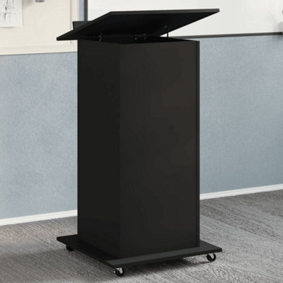 Berkfield Lectern With Wheels & Drawer Black 55X55X107 Cm Engineered ...