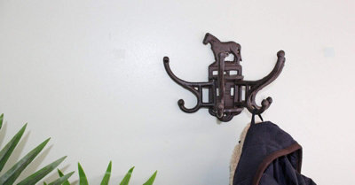 Geko Cast Iron Wall Mounted Rotating Coat Hooks, Horse, 8 Hooks by B&Q ...