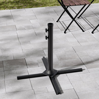 Lifeideas Black Metal Free Standing Garden Parasol Cross Base Heavy ...