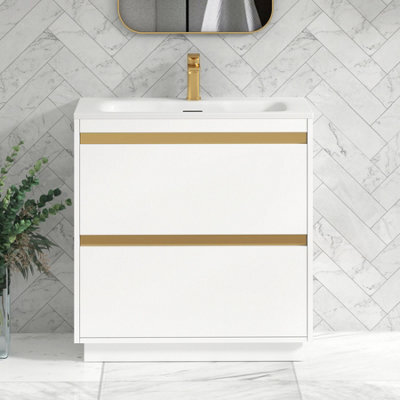 Royal Bathrooms Orion 800mm Matt White 2 Drawer Floor Standing Vanity ...