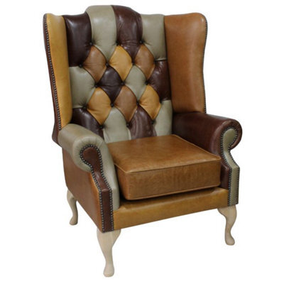 Chesterfield Prince's High Back Wing Chair Patchwork Old English ...