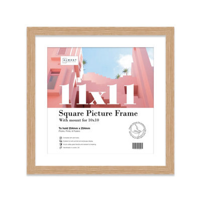 "11X11"" Oak Picture Frame - 11X11"" Square Frame With 10X10"" Mount ...