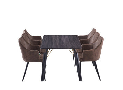 Life Interiors 5Pcs Zarah Cosmo Dining Table Set W/ A Black Dining ...