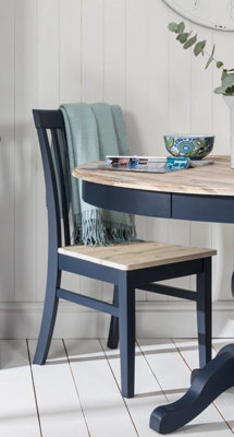 Statement Furniture Florence Highback Wooden Seat Chair - Navy Blue by ...