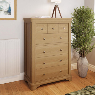 Fwstyle 8 Drawer Solid Oak Chest Of Drawers Ready Assembled Natural ...