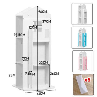 Rotating Bookshelf Castle Rack Display Floor Standing Bookcase Toys ...