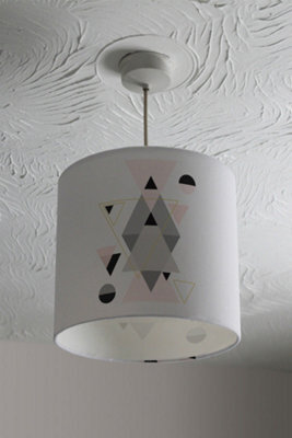 Andrew Lee Pink & Grey Geometric Triangles (Ceiling & Lamp Shade ...