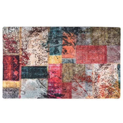 Berkfield Rug Washable Patchwork Multicolour 120X170 Cm Anti Slip by B ...