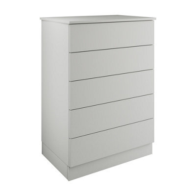 Bedroom Kit 5 Drawer Slab Light Grey Tall Chest Of Drawers by B&Q ...
