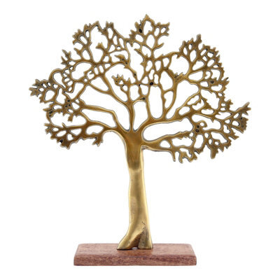 Geko Antique Gold Tree On Wooden Ba by B&Q | ufurnish.com