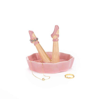 Balvi Ceramic Ballerina Dancing Happy Legs Pose Ring Trinket Tray Bowl ...